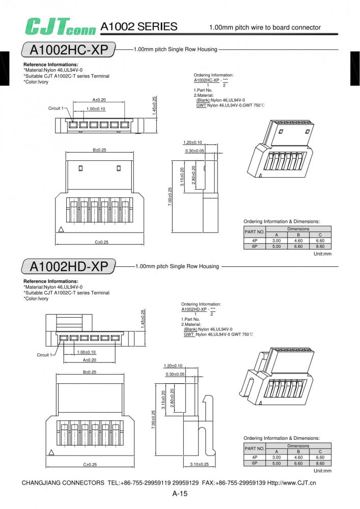 CJT A1002 series technical document page 6