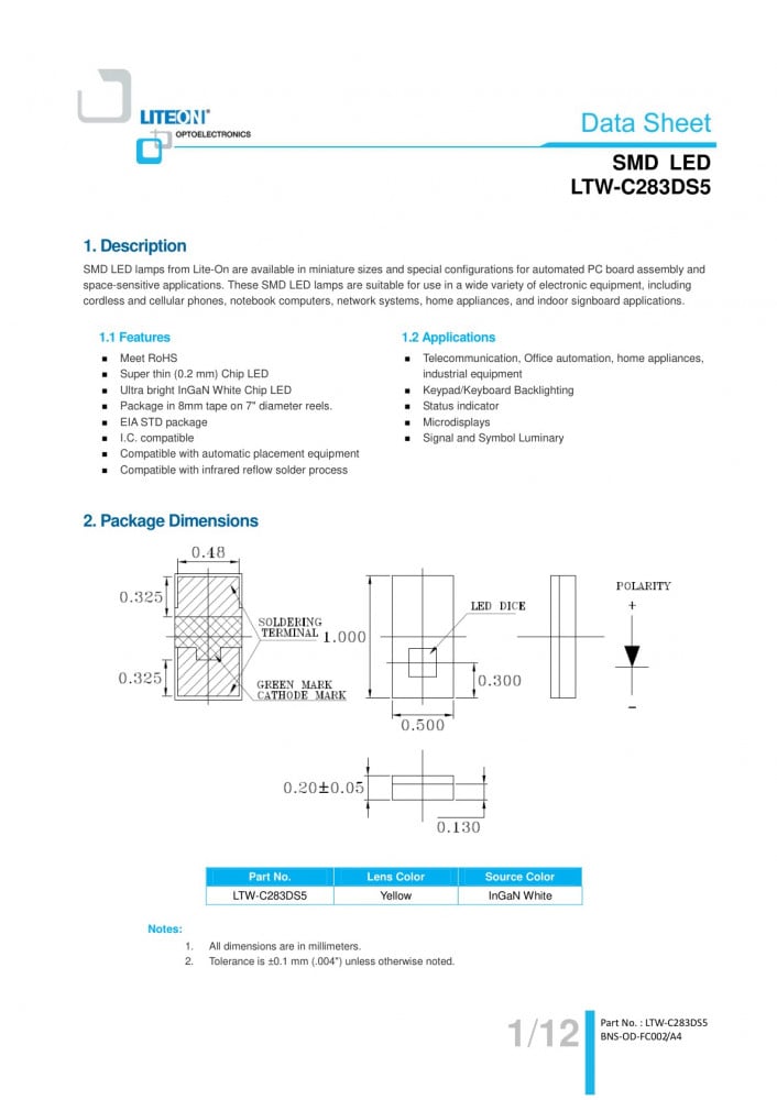 LTW-C283DS5 datasheet page 2
