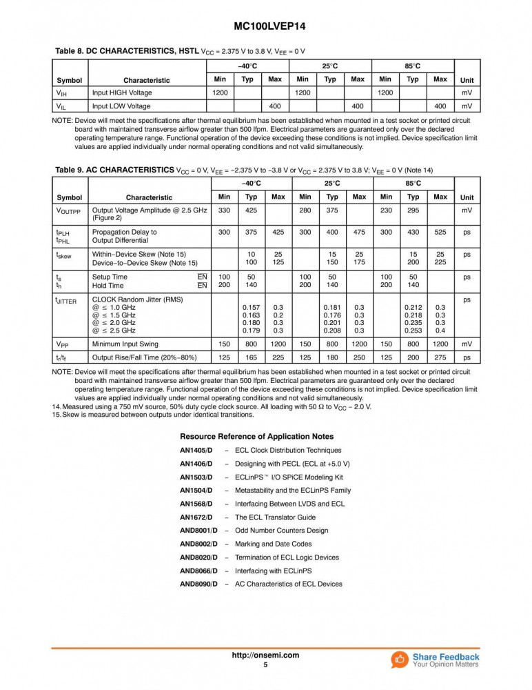 MC100LVEP14 datasheet page 5