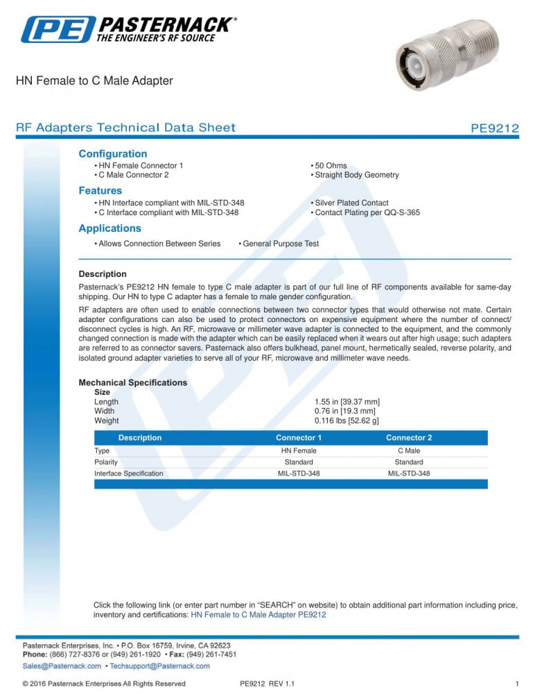 PE9212 technical document page 1
