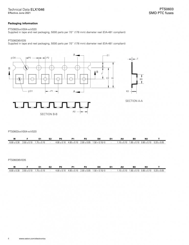 EATON PTS0603 datasheet page 4