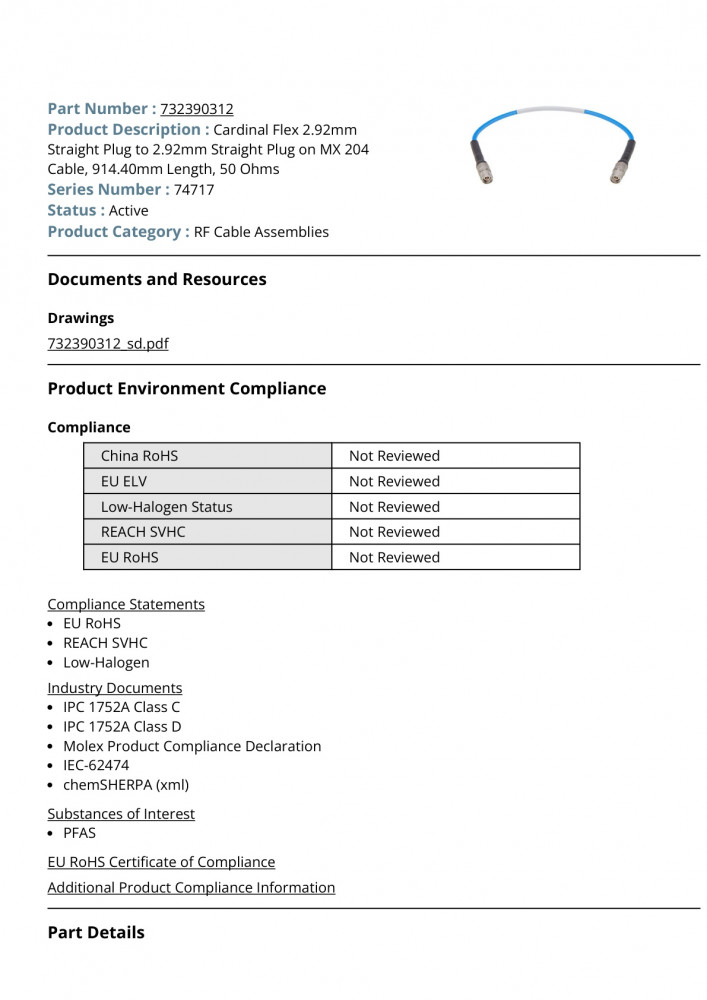MOLEX 732390312 product drawing, page 1