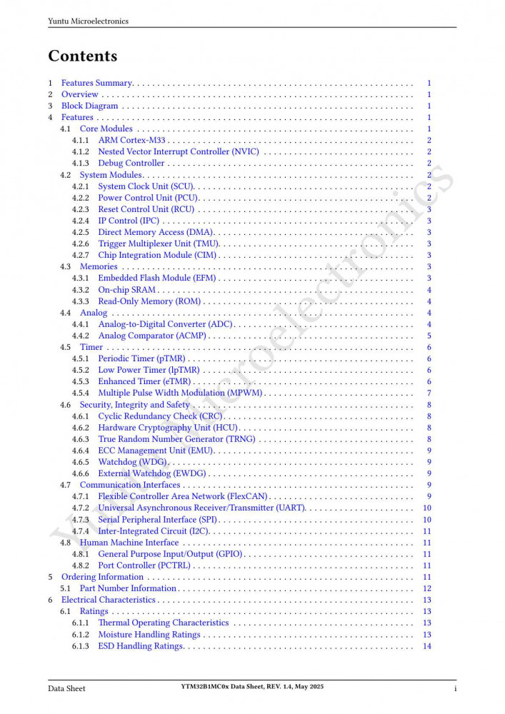 YTM32B1MC0x datasheet page 3