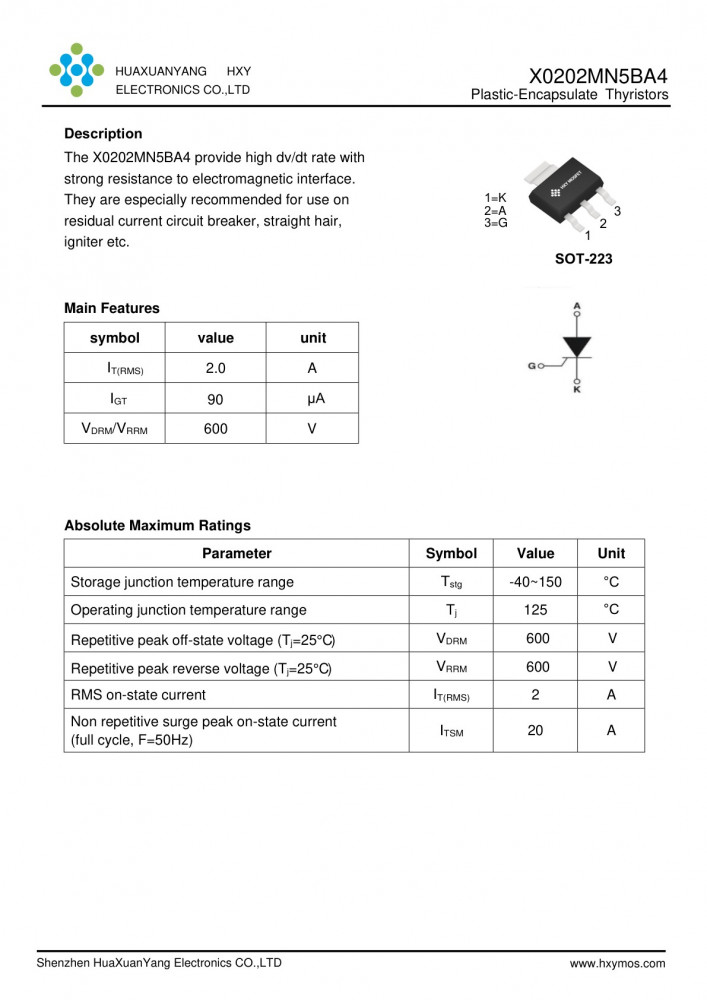 X0202MN5BA4-HXY technical document page 1