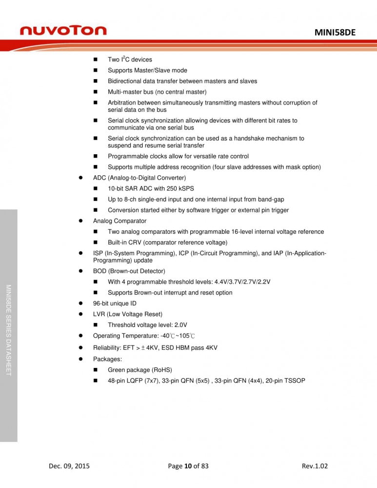 MINI58ZDE datasheet page 10