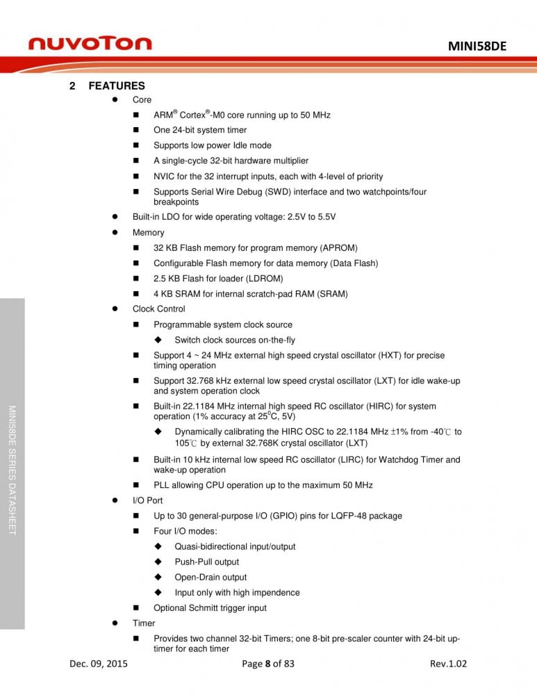 MINI58ZDE datasheet page 8