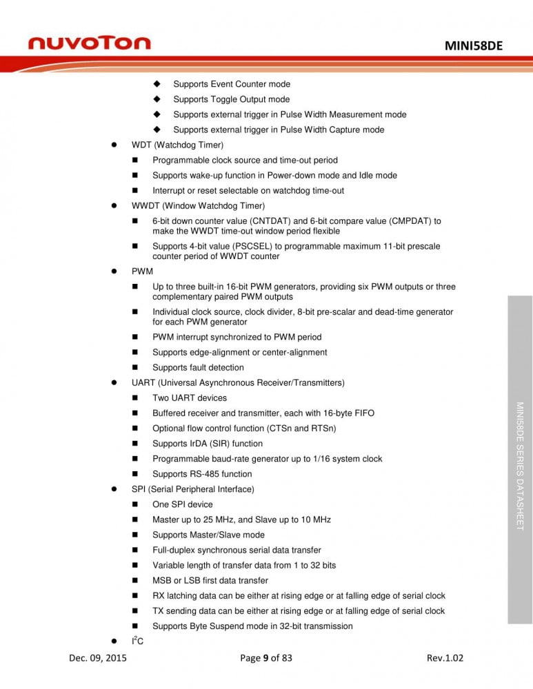 MINI58ZDE datasheet page 9
