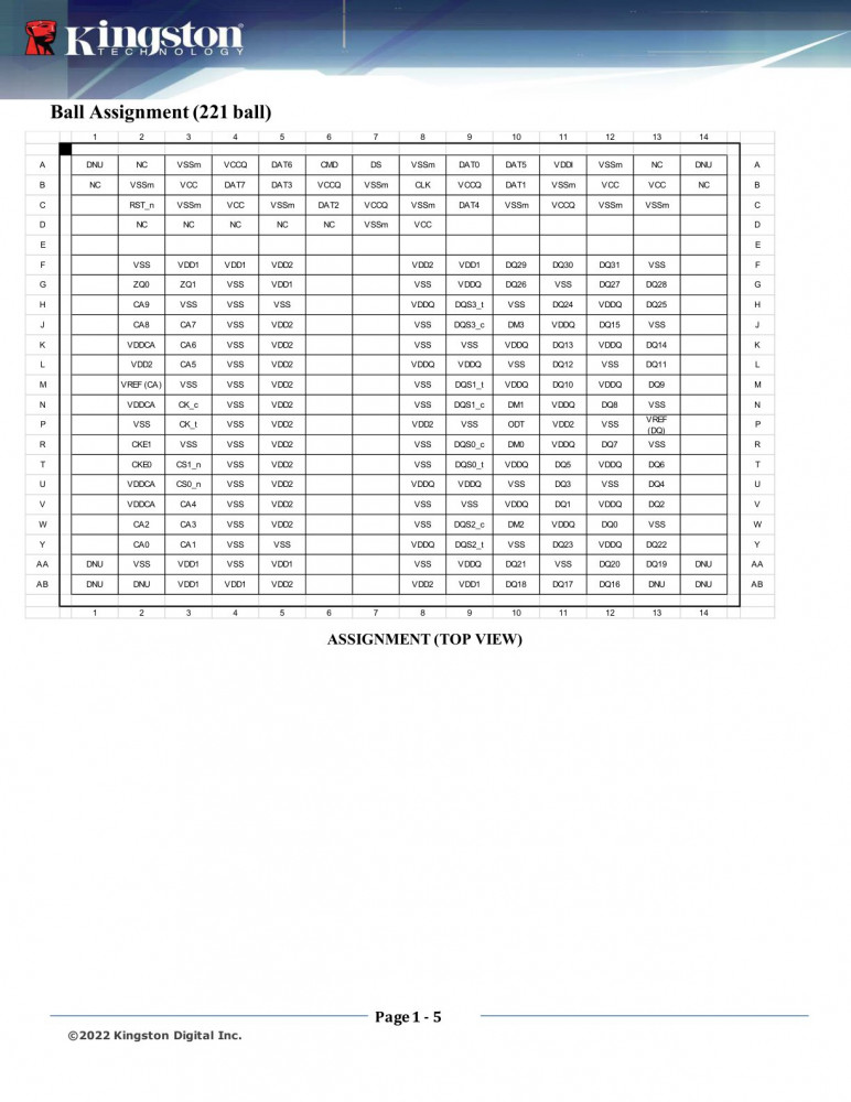 Kingston 04EM04-N3GM627-GA06U datasheet page 7