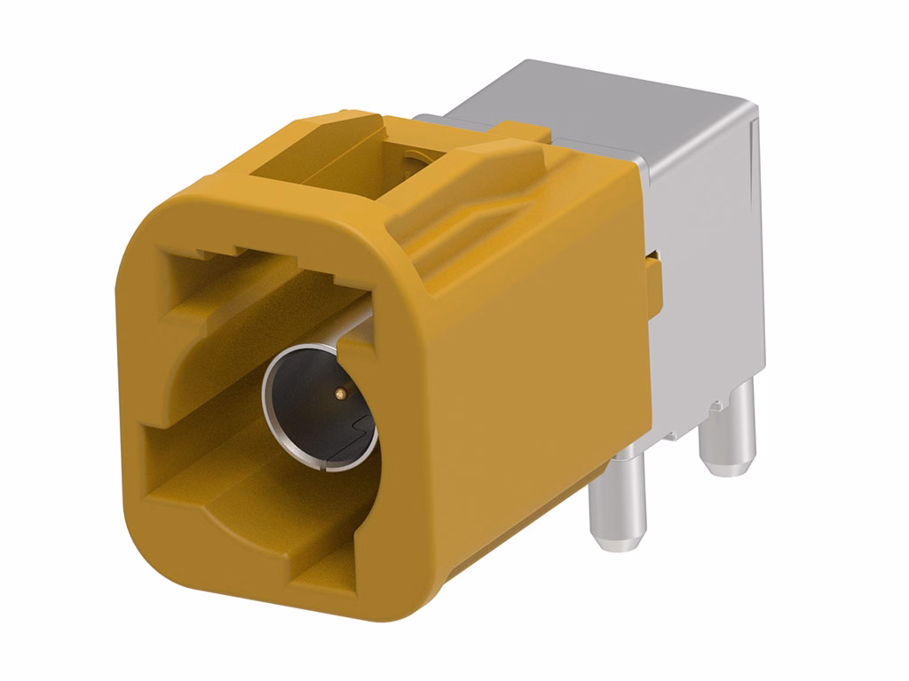 High-Speed FAKRA Mini (HFM) Single Header, 1x1, Right-Angle, Through Hole, Key K, Curry, 50 Ohms for sale