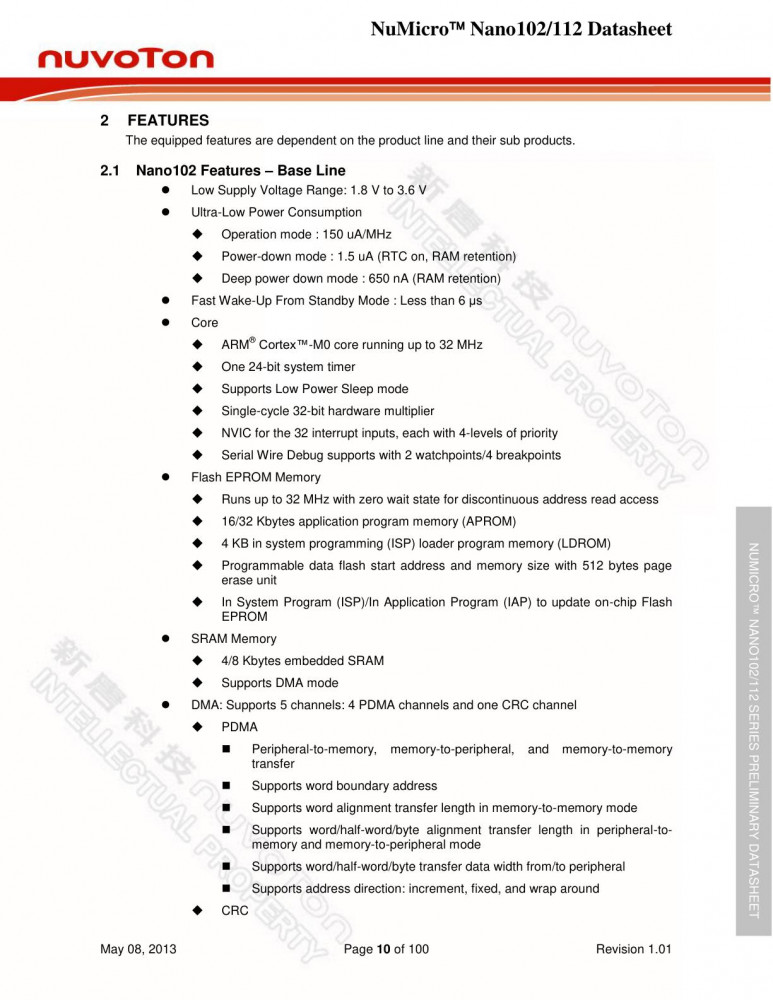 NANO102ZC2AN datasheet page 10