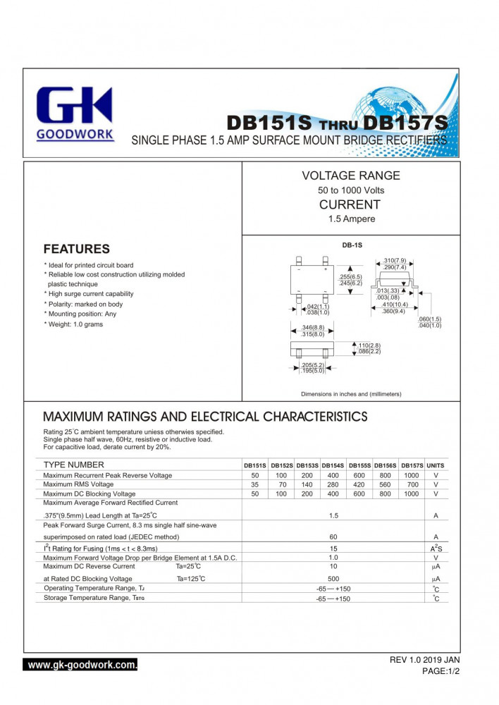 GOODWORK DB157S datasheet page 1
