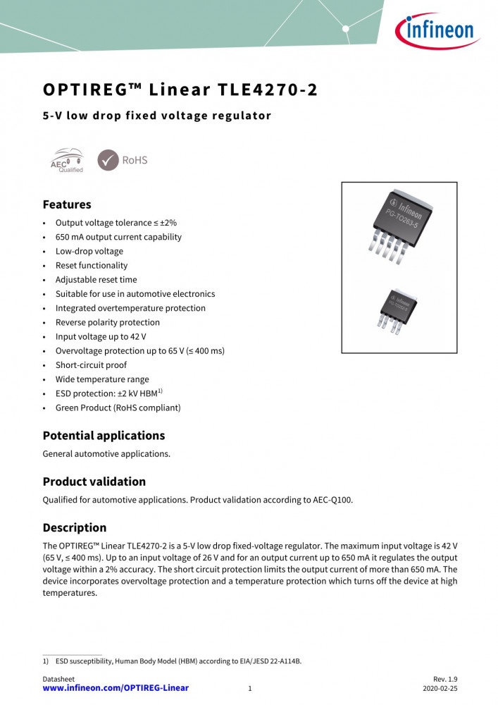 TLE4270-2 datasheet page 1