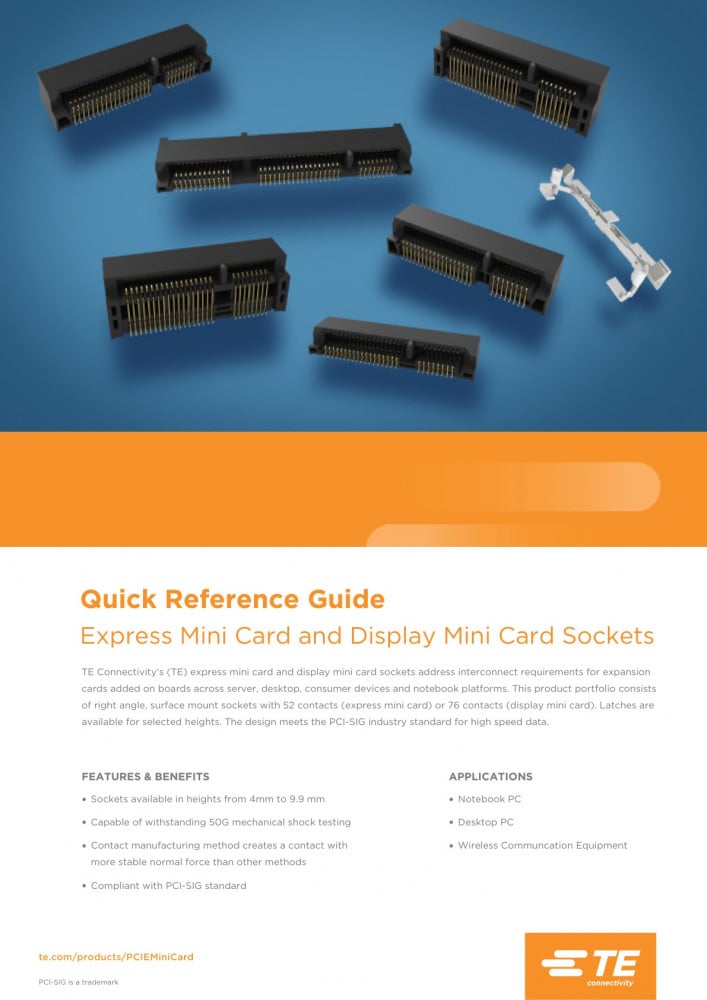 TE Connectivity Express Mini Card socket guide page 1