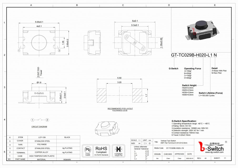 GT-TC029B-H020-L1N technical drawing and specifications
