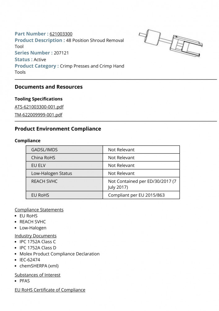 Product document image 1 for MOLEX 621003300