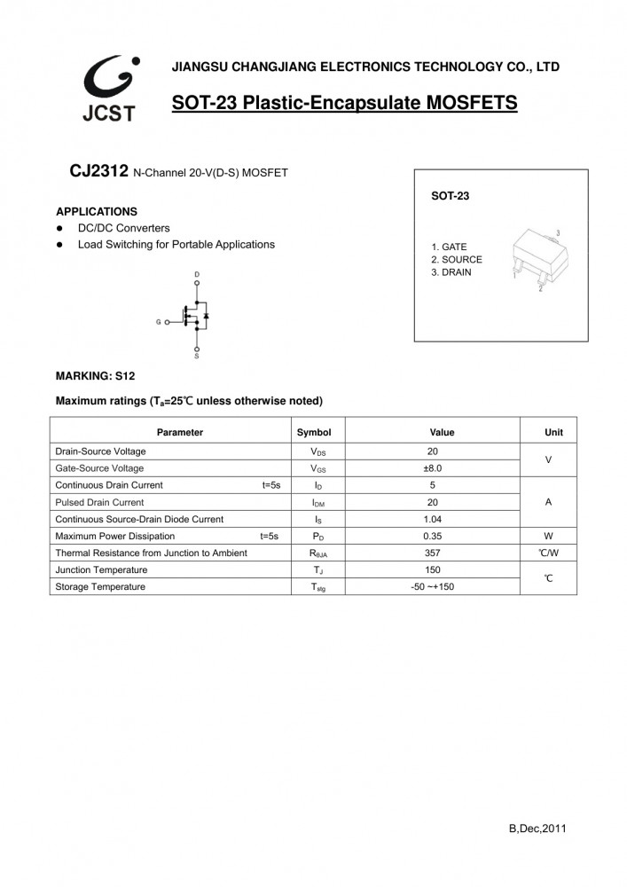CJ2312 datasheet page 1