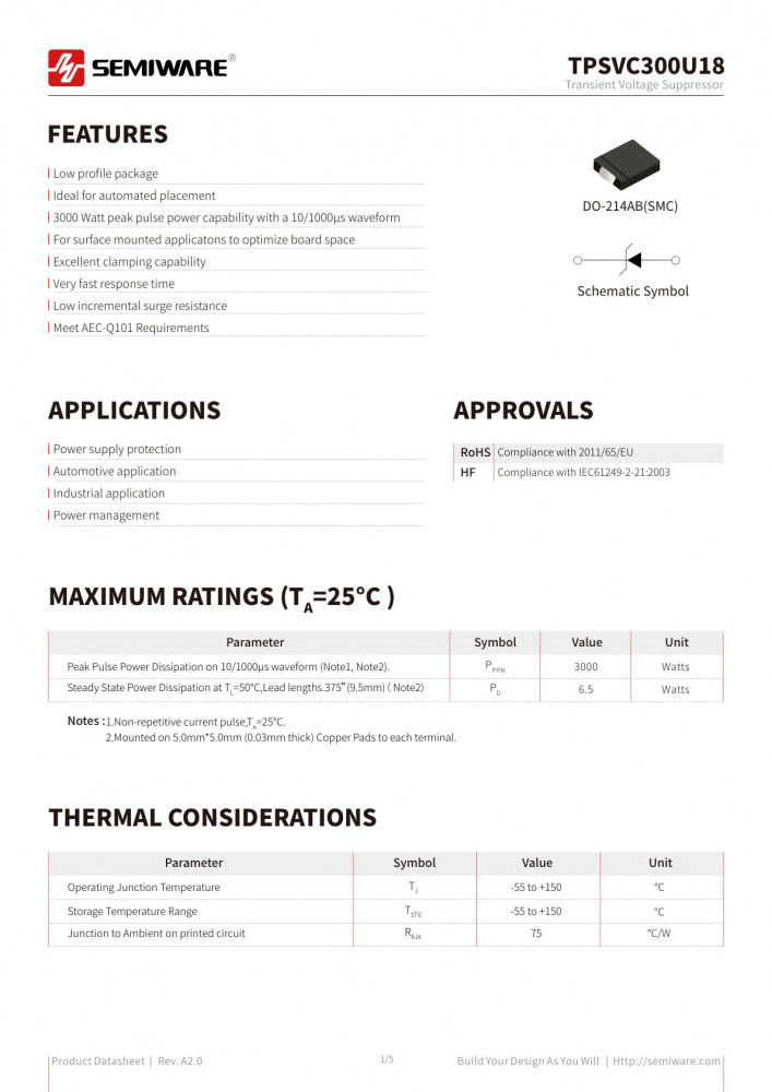 TPSVC300U18 datasheet page 1