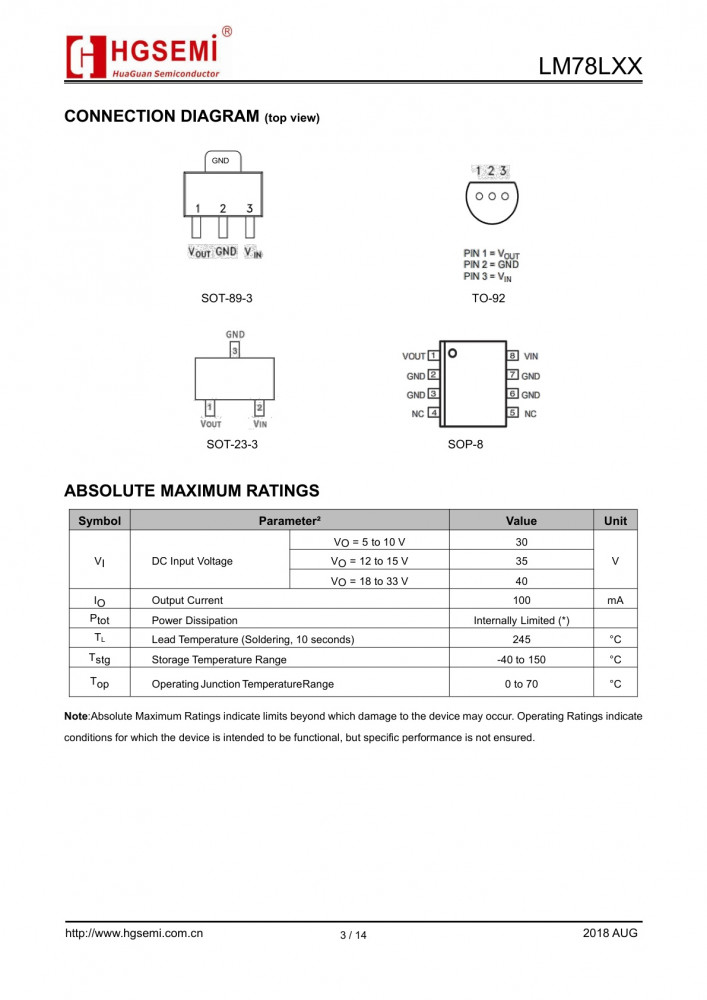 HGSEMI LM78L05M3/TR datasheet page 3