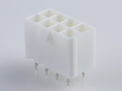 Mini-Fit Plus Header, Dual Row, Vertical, 4 Circuits, without Snap-in Plastic Peg PCB Lock, Nylon 6/6, UL 94V-0, Tin (Sn) Plating