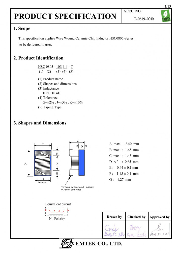 EMTEK HSC0805 datasheet page 2
