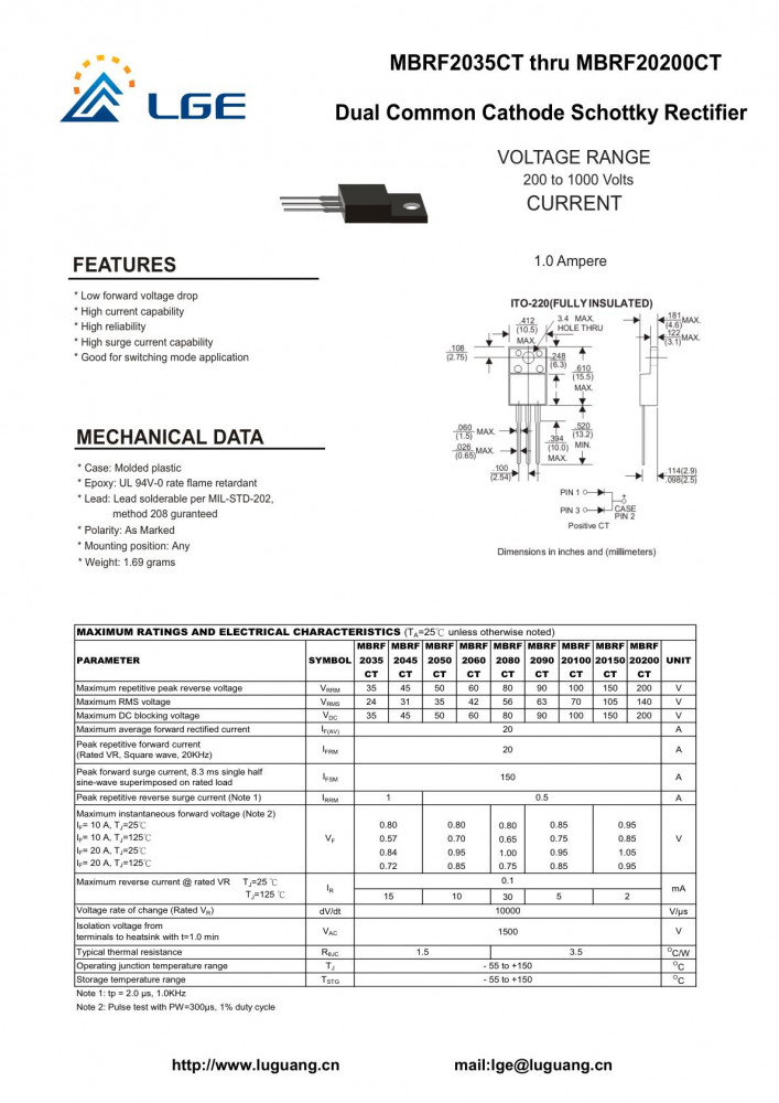 MBRF20150CT datasheet page 1