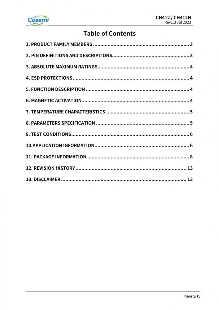 CH412SR datasheet page 2