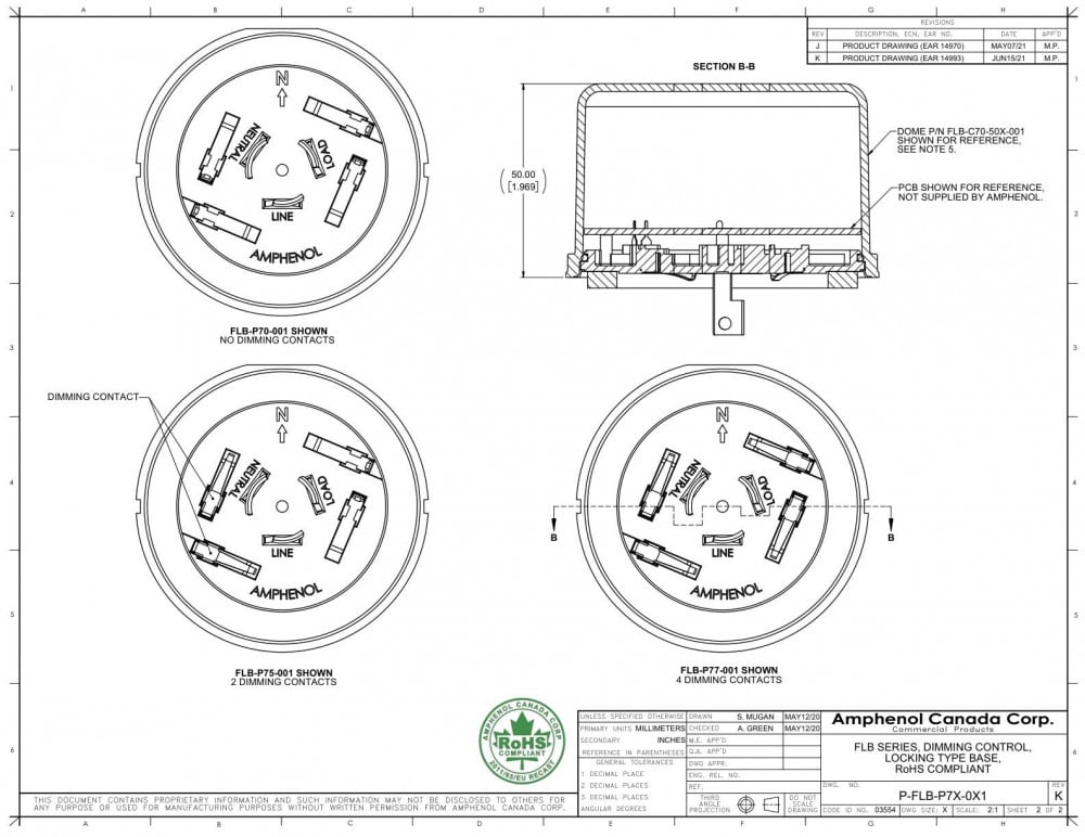 Amphenol FLBP77011 product drawing page 2