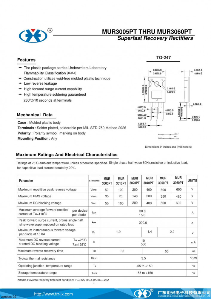 MUR3060PT datasheet page 1