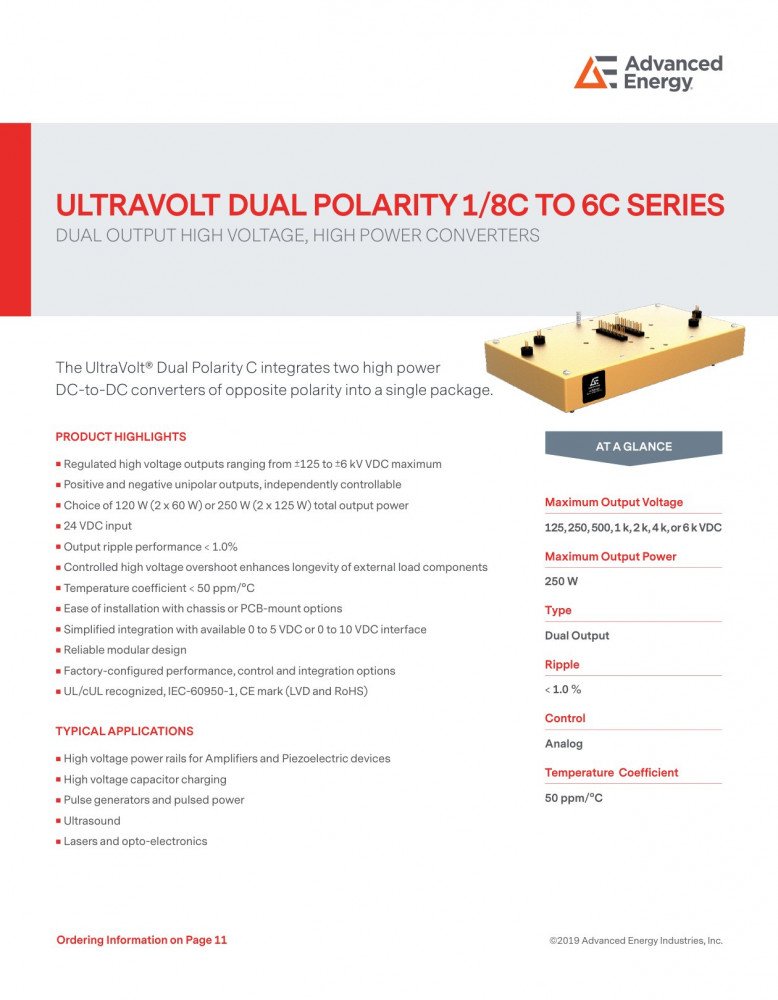 UltraVolt Dual Polarity C Series document page 1