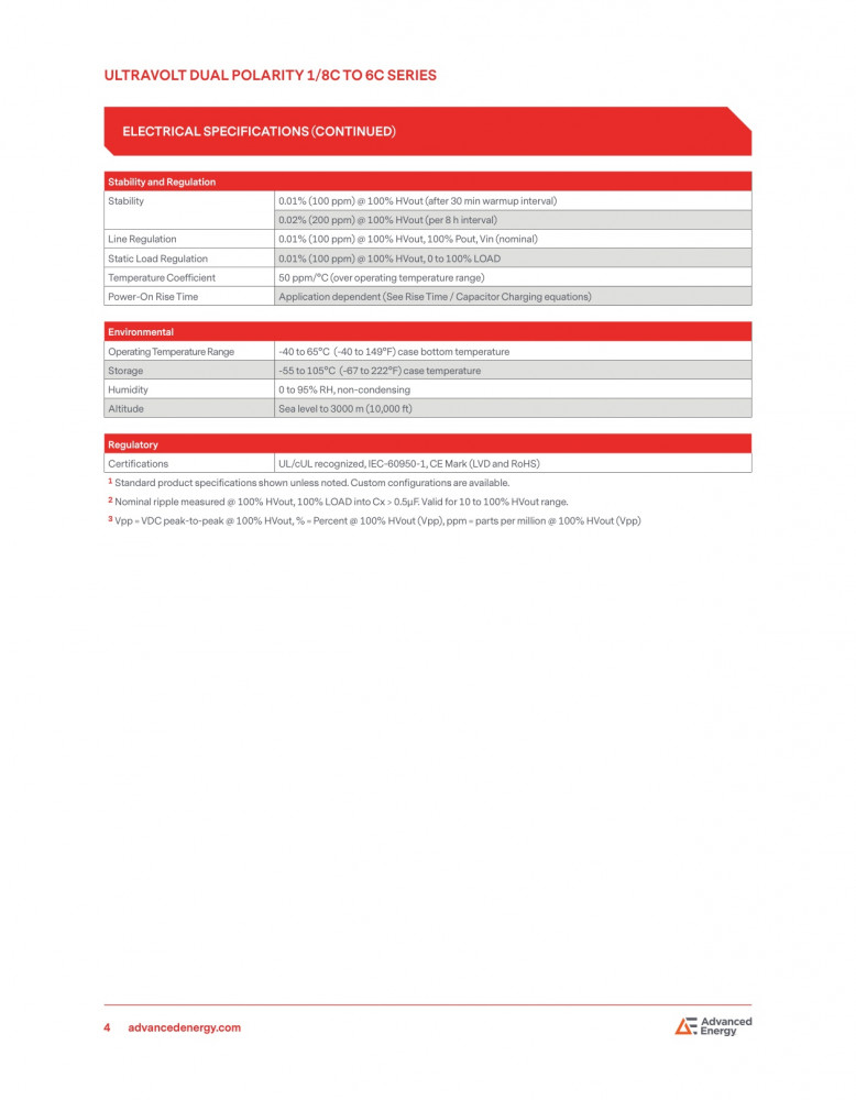 UltraVolt Dual Polarity C Series document page 4