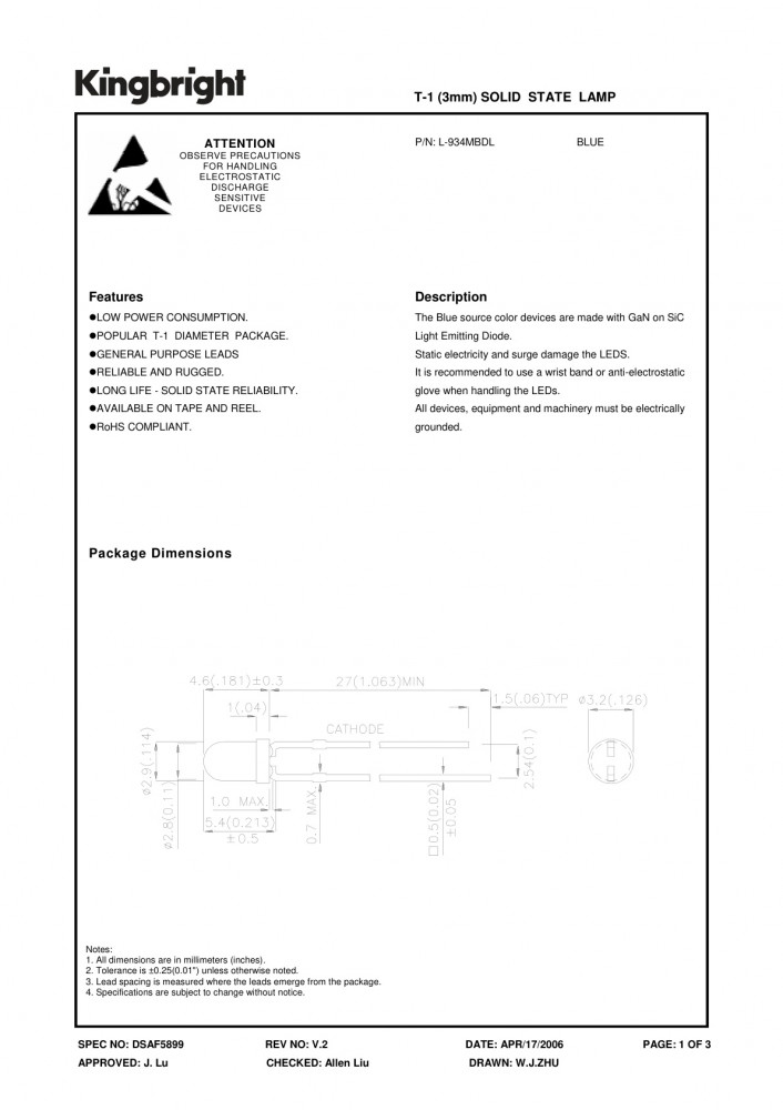 L-934MBDL datasheet page 1