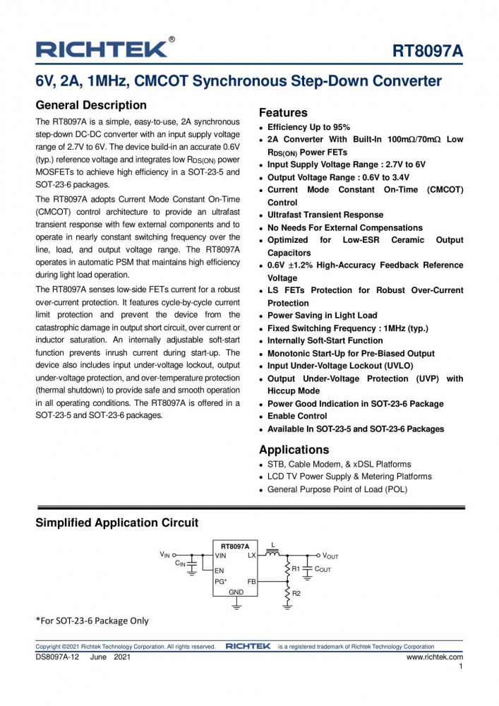 RT8097A datasheet page 1