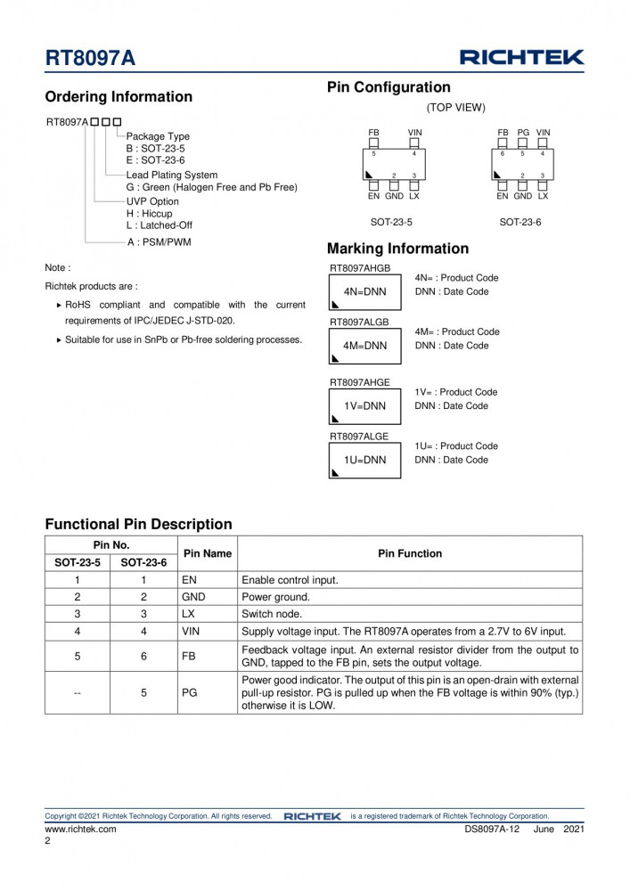 RT8097A datasheet page 2