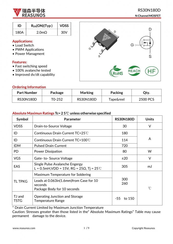 RS30N180D datasheet page 1