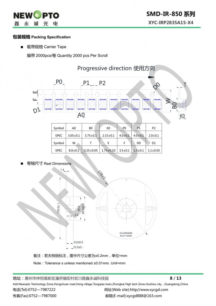 XYC-IRP2835A15-X4 approval specification page 8