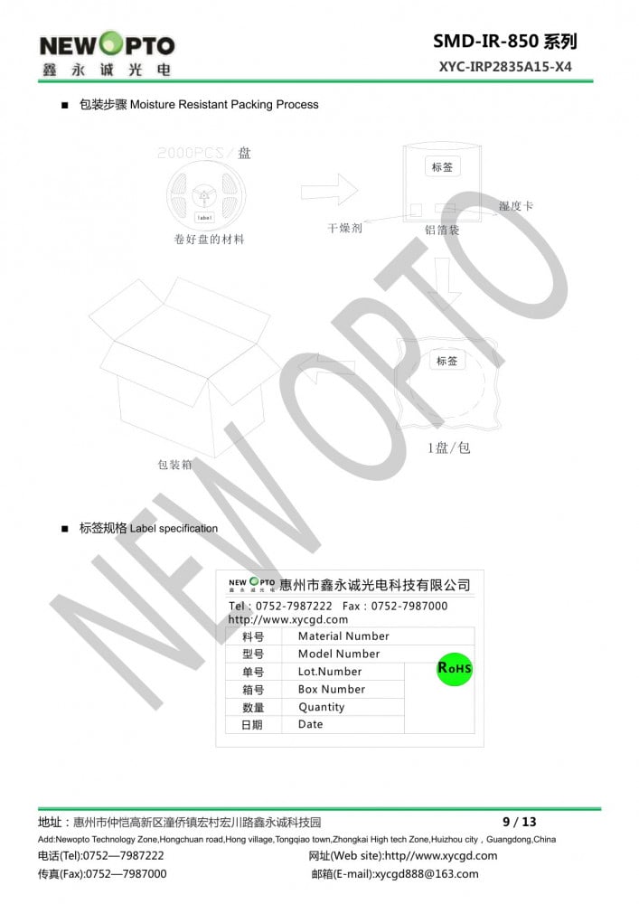 XYC-IRP2835A15-X4 approval specification page 9