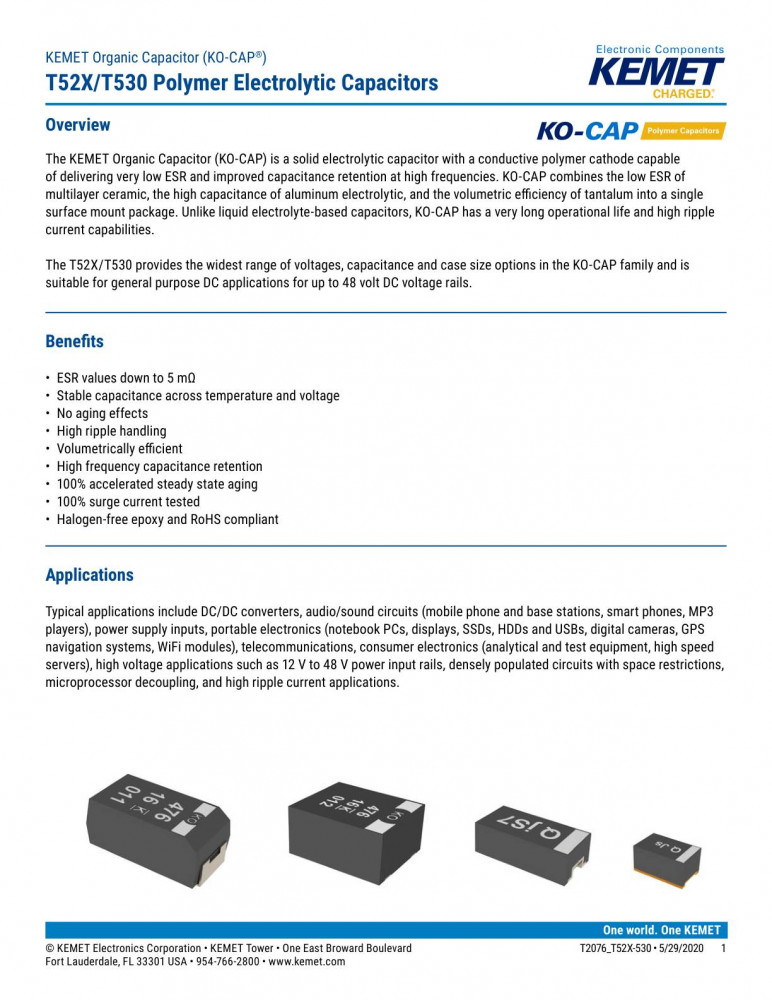 KEMET KO-CAP datasheet page 1