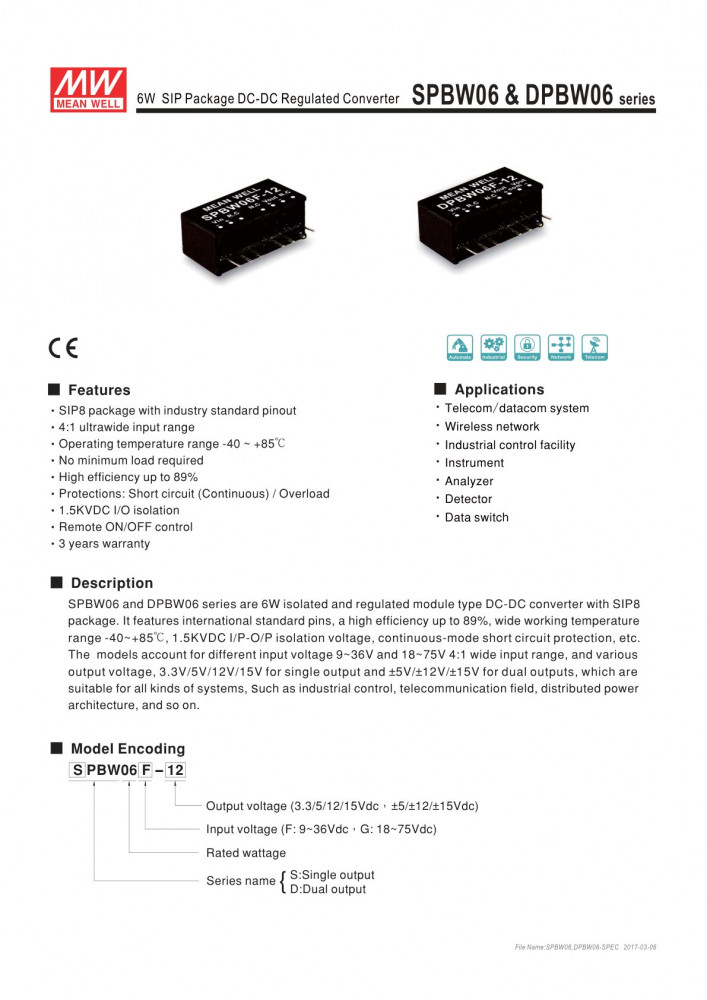 SPBW06F-05 datasheet page 1
