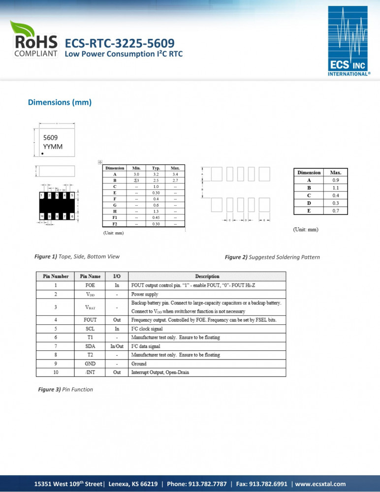 ECS-RTC-3225-5609 technical document page 2