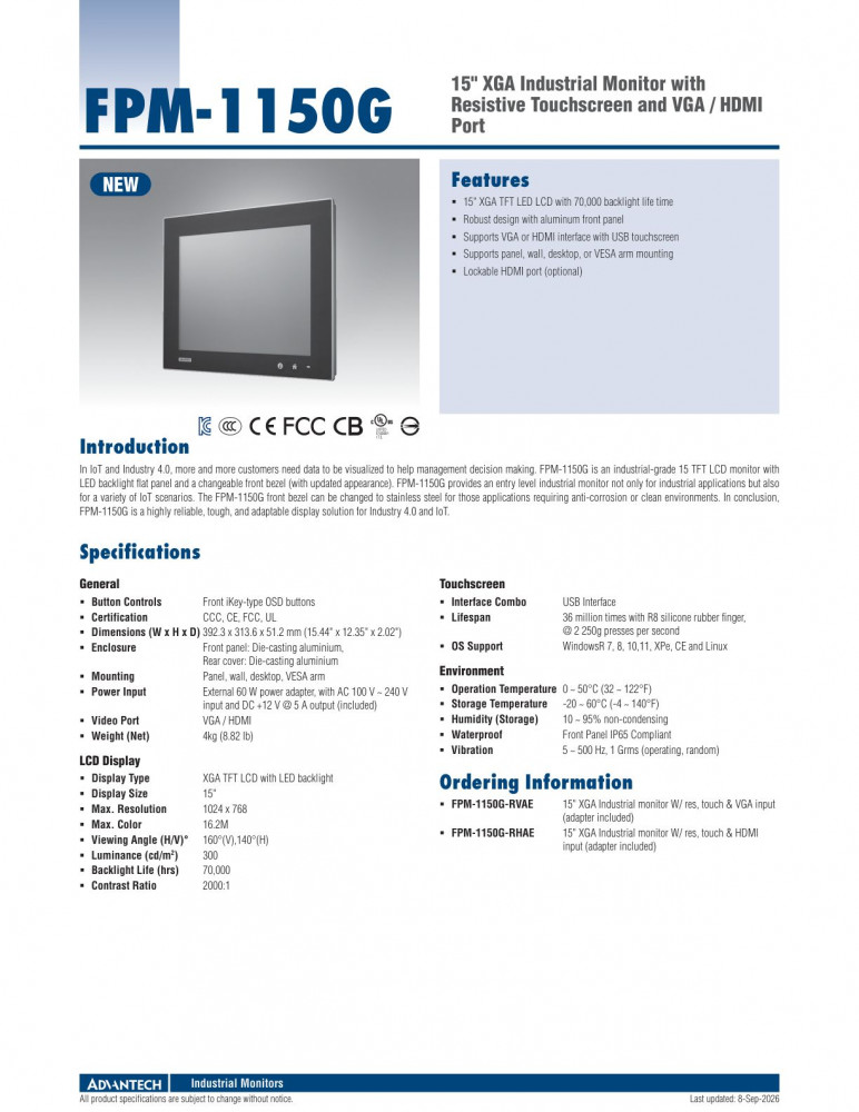 FPM-1150G product document, page 1