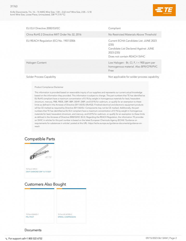 TE Connectivity 31763 document page 2