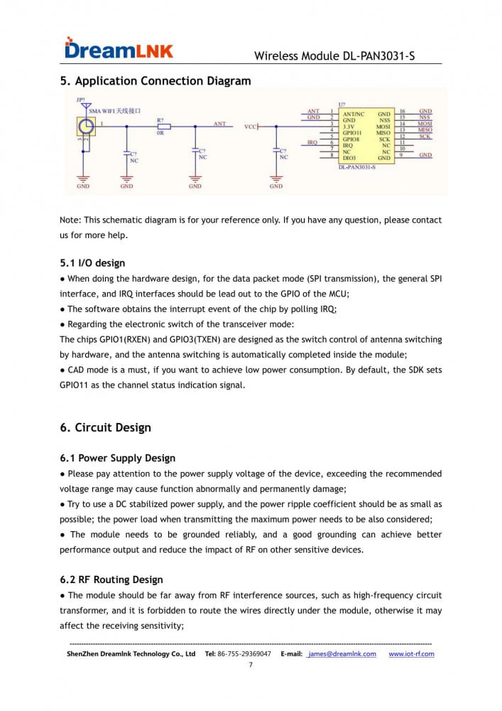 DL-PAN3031-S datasheet page 7