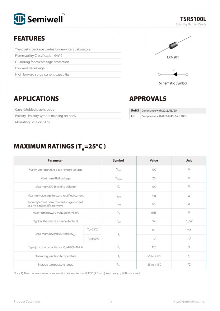 TSR5100L datasheet page 1
