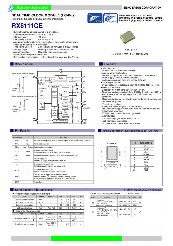 EPSON RX8111CE technical document page 1
