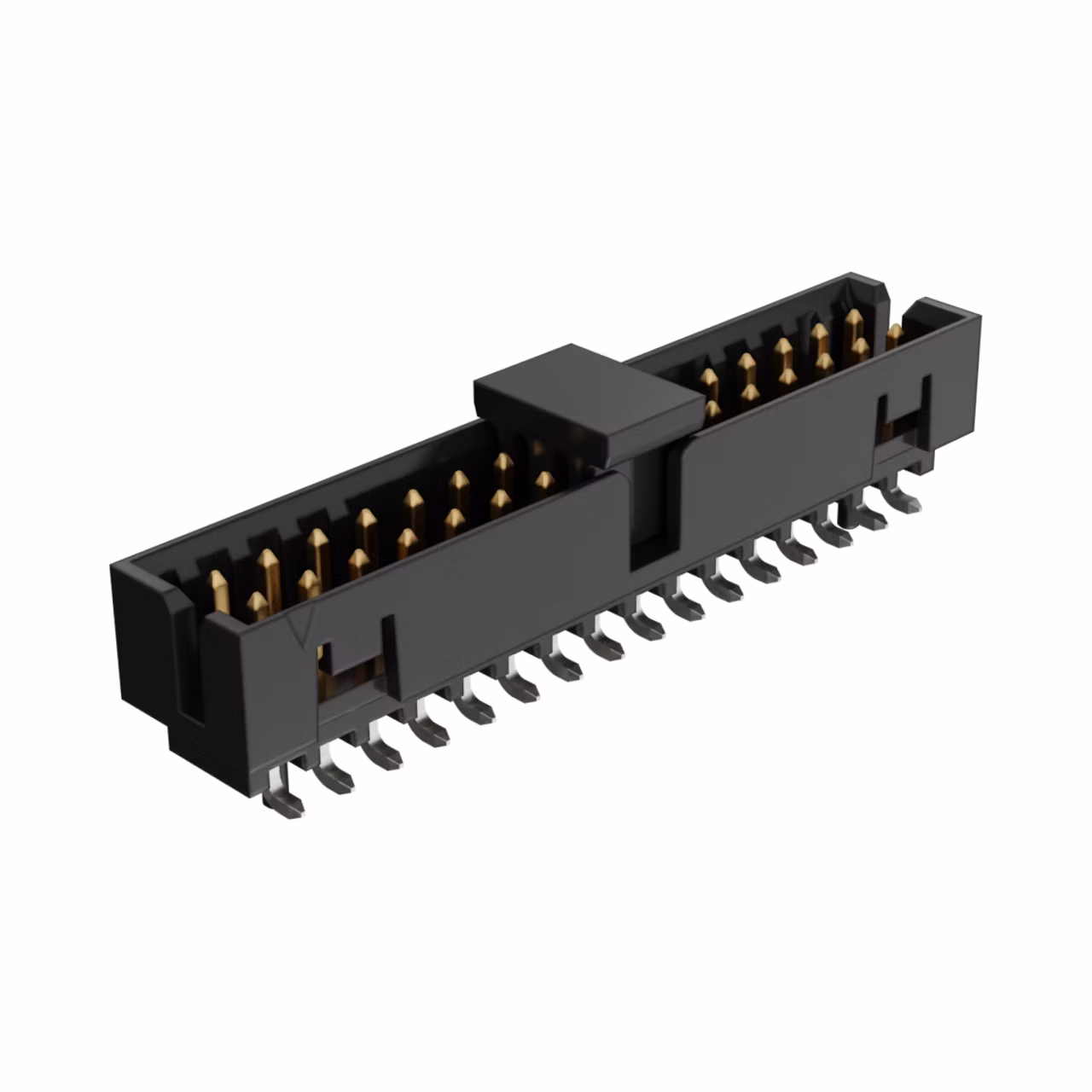 2.00mm Pitch, Milli-Grid PCB Header, Dual Row, Vertical, Surface Mount, Shrouded, 10 Circuits, 0.76µm Gold (Au) Plating, Dual Side Slots, Center Polarization, with Pegs, with Cap, Tube