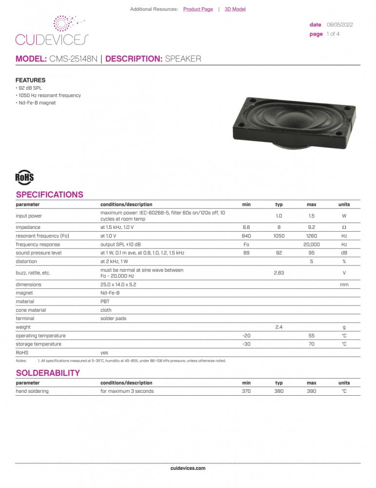 CMS-25148N datasheet page 1