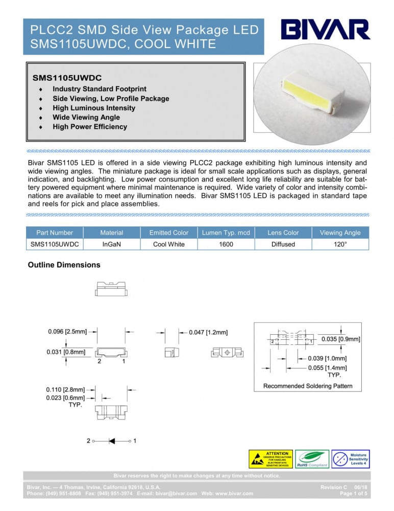 SMS1105UWDC datasheet page 1