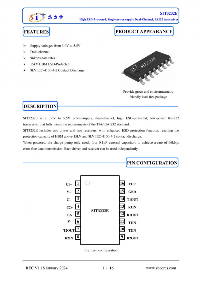 SIT3232EEWE datasheet page 1