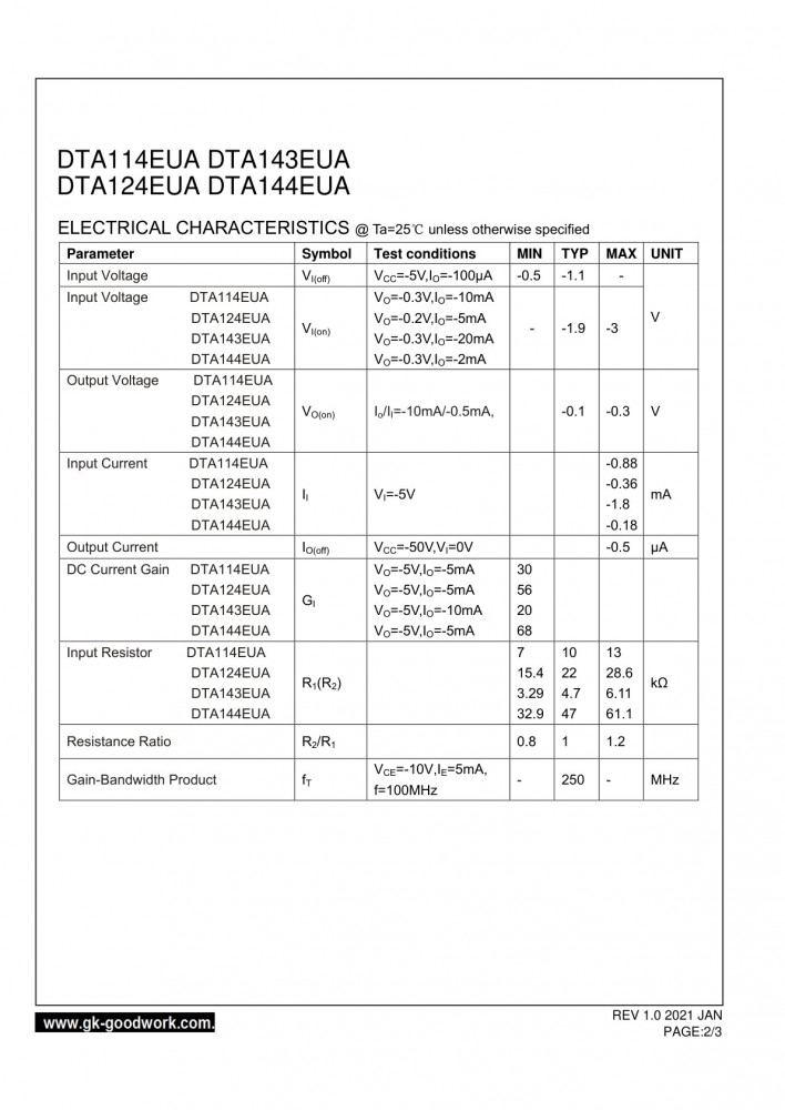 GOODWORK DTA114EUA datasheet page 2