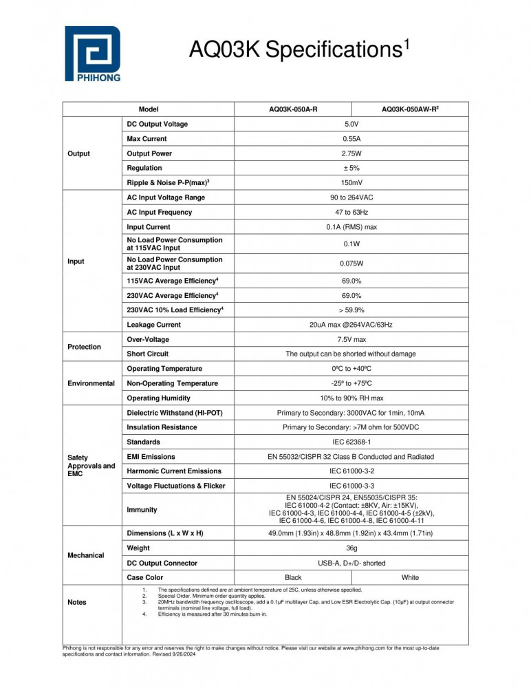 AQ03K-050A-R technical document, page 2